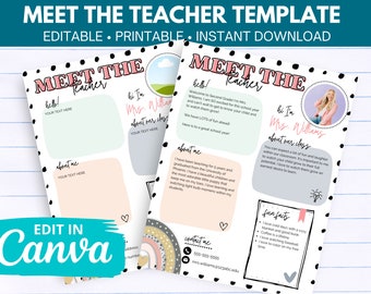 Meet the Teacher Editable Template Back to School Printable INSTANT ...