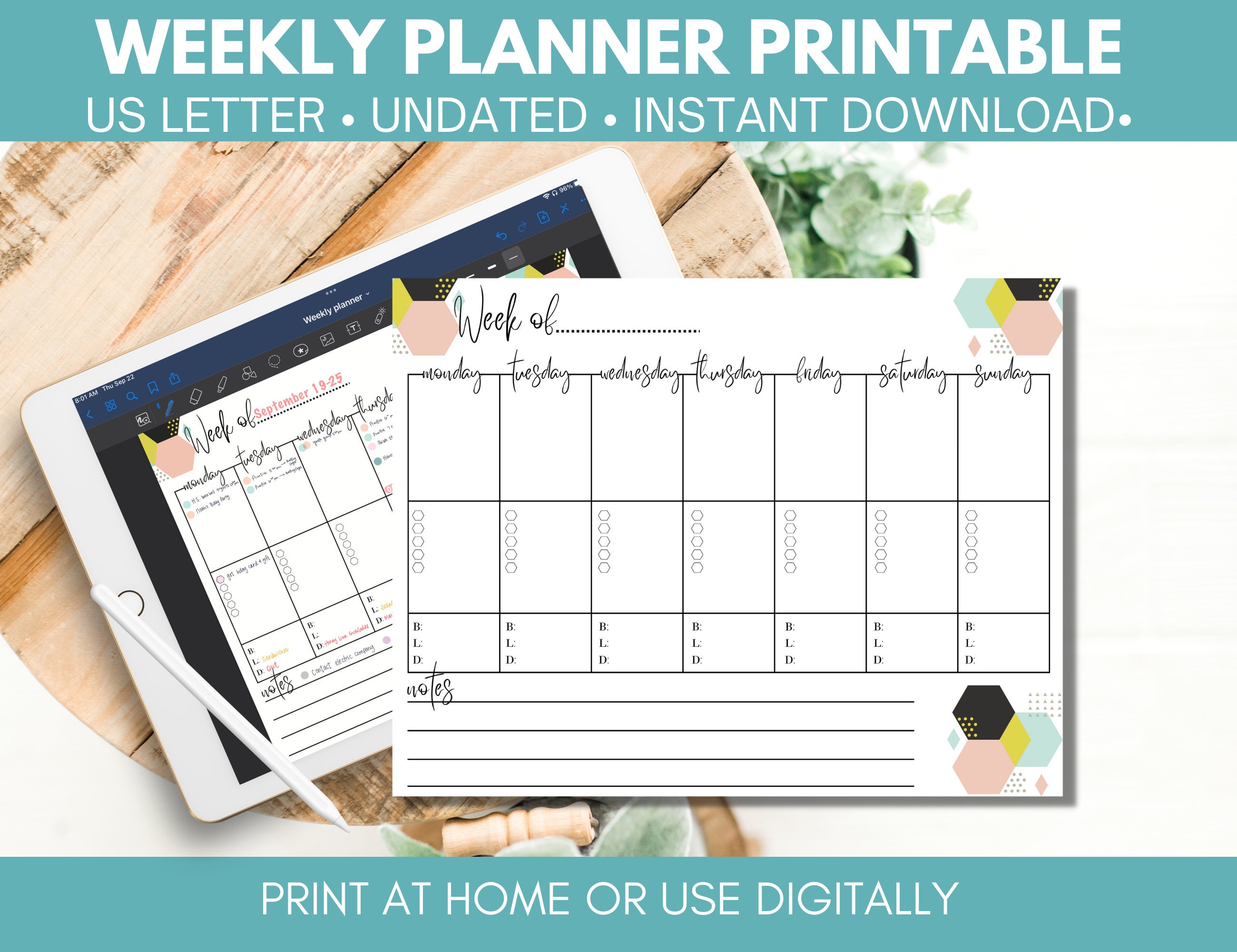 Weekly Planner to Do List Printable Digital Weekly Planner - Etsy
