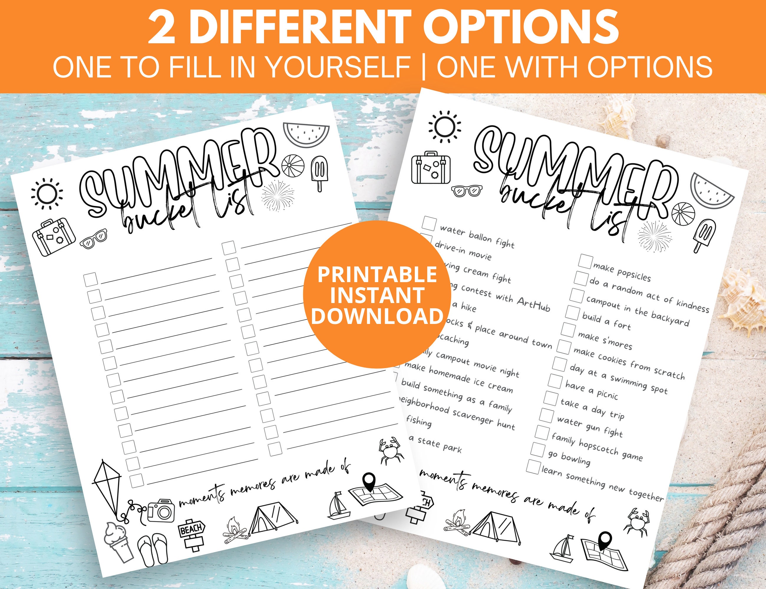 Summer Bucket List Printable, Family Planning, Things to Do, Family ...