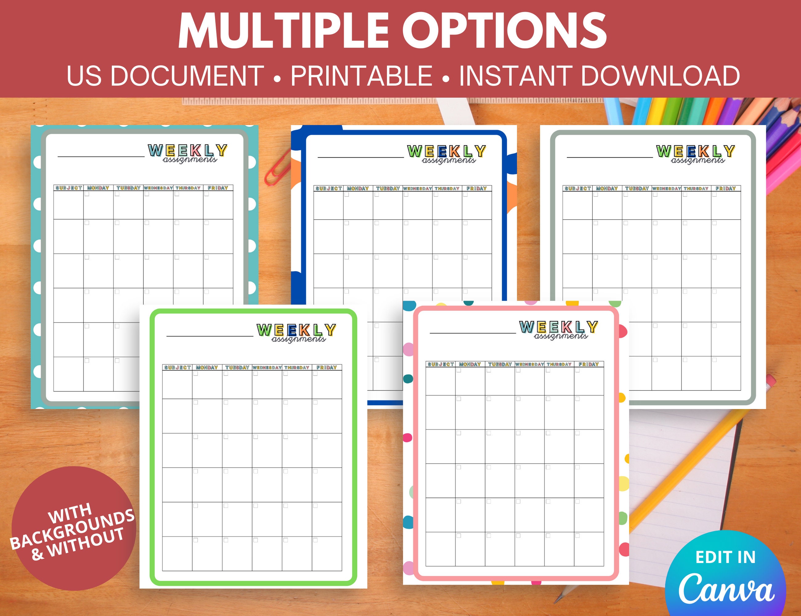 Weekly Assignments Template Printable Charlotte Mason Editable Template ...