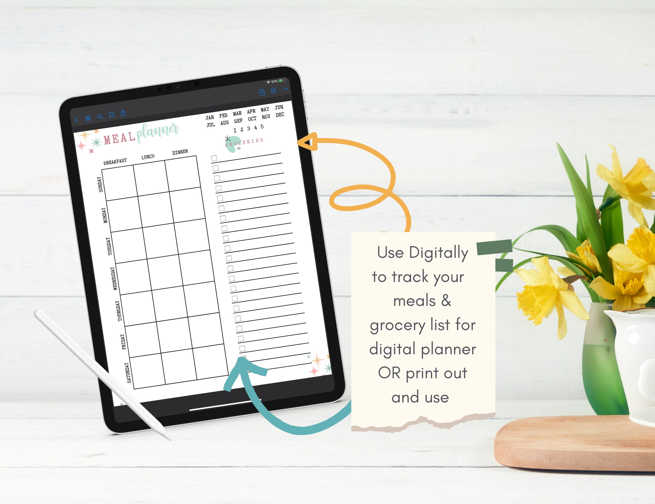 Weekly Meal Planner Digital Meal Planner Grocery List Printable Meal ...