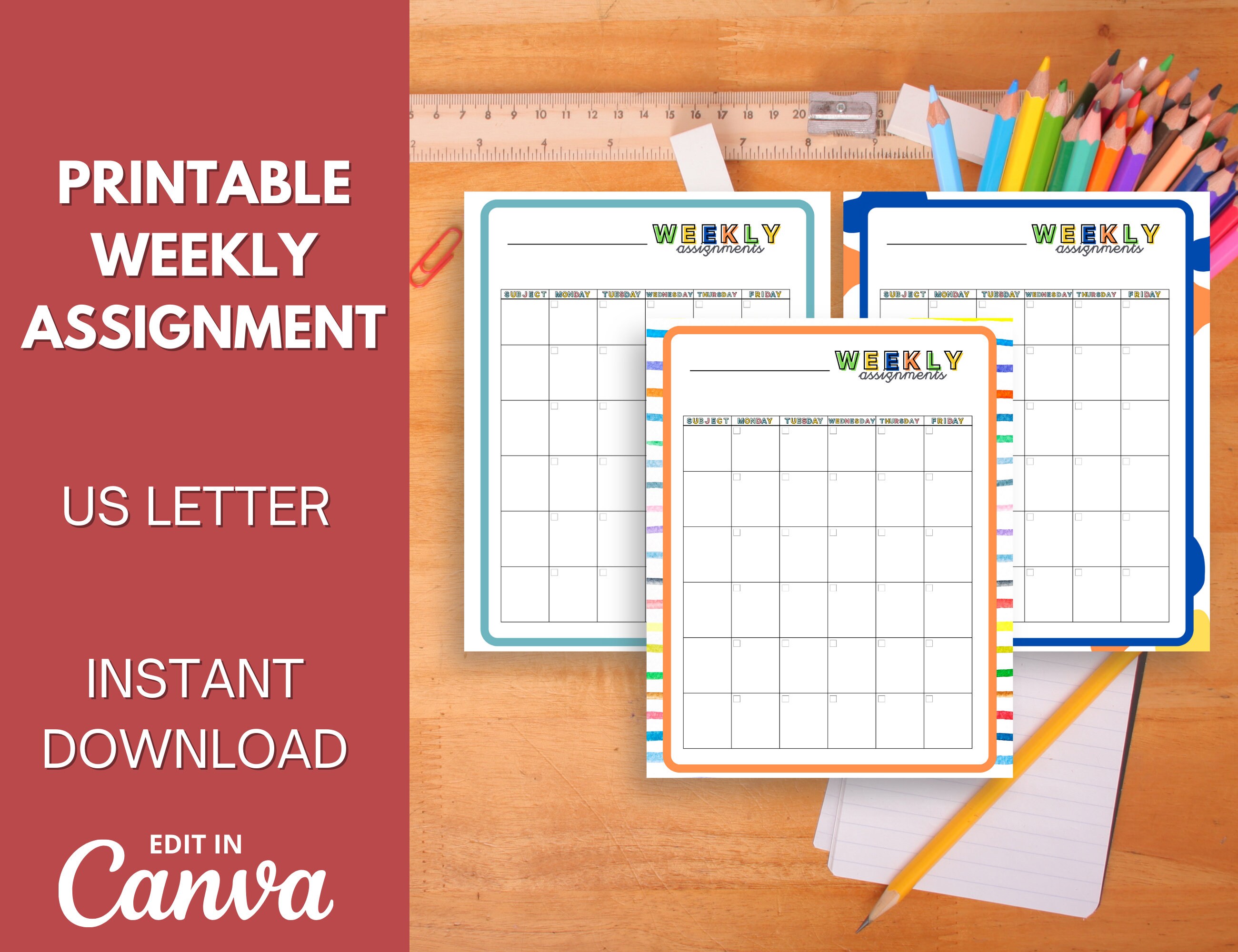 Weekly Assignments Template Printable Charlotte Mason Editable Template ...