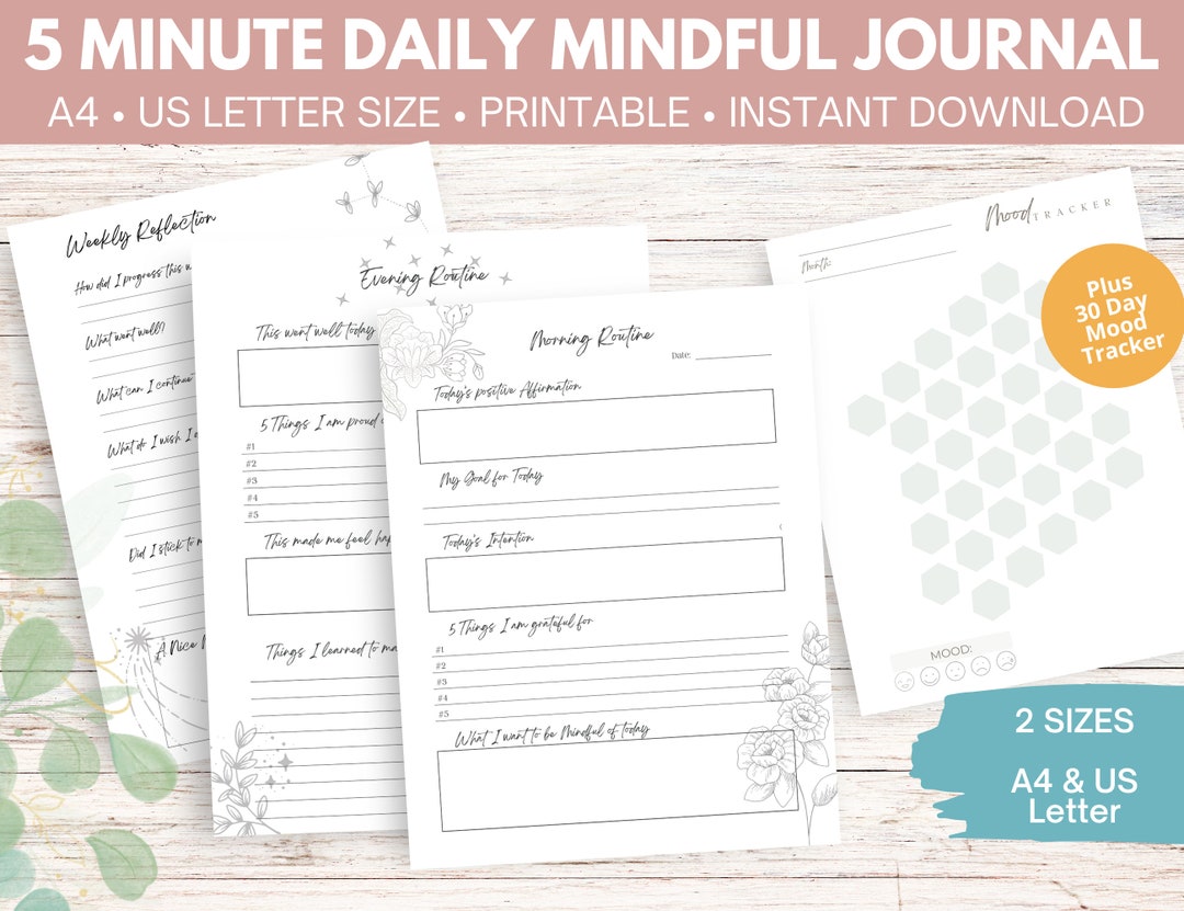 5 Minute Morning and Evening Journal | Weekly Recap | Self Care ...