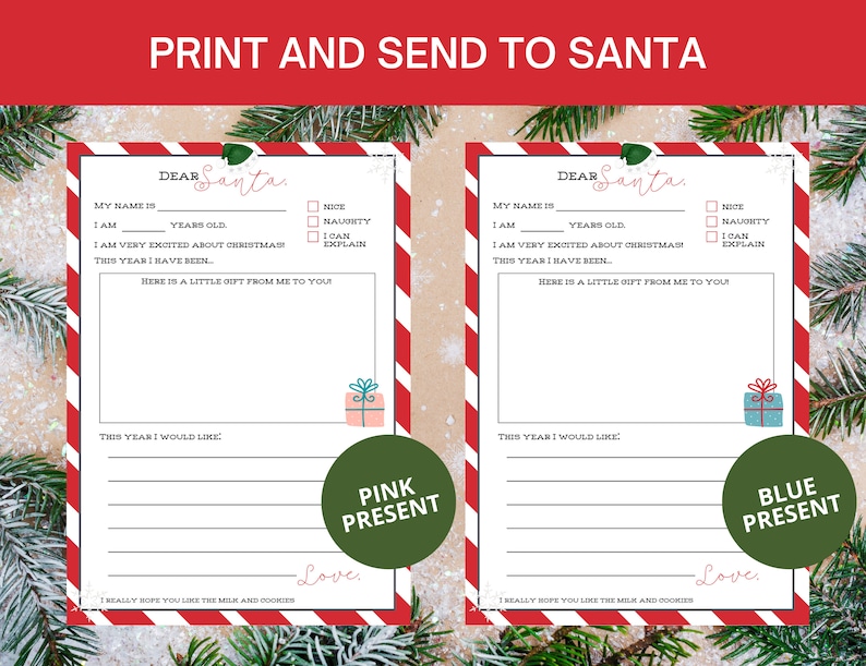 Dear Santa Letter Printable Christmas Wish List Holiday Wish List Kids ...