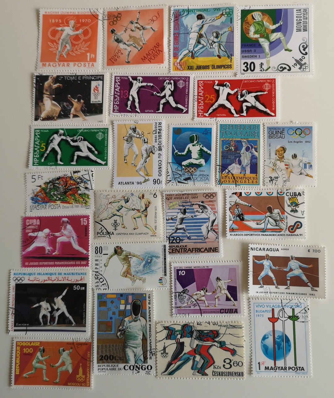Fencing on Postage Stamps - USED and off Paper - 25 & 50 Different ...