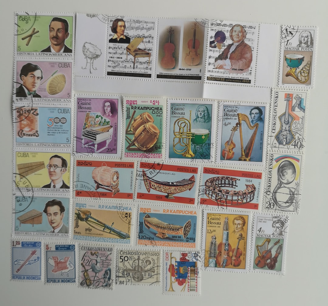 Musical Instruments on Postage Stamps - 25 & 50 Different - USED and ...