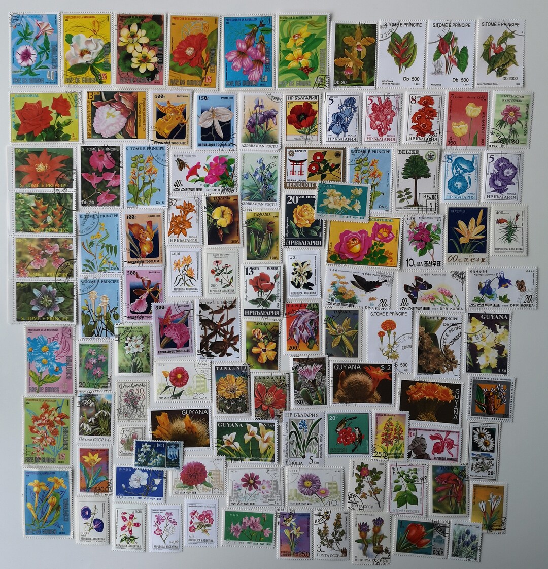 Flowers on Postage Stamps - USED & off Paper - 100 to 2000 Different ...
