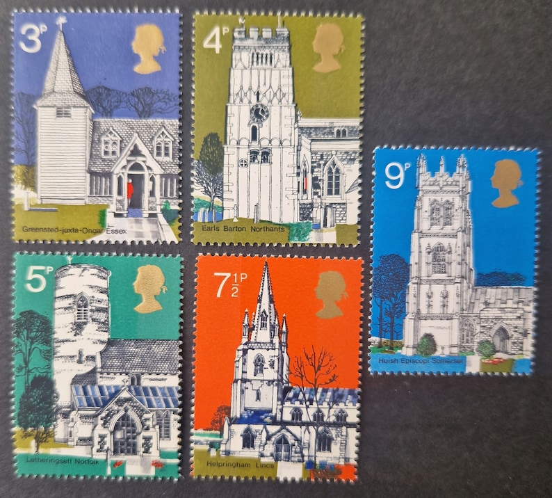Great Britain 1972 British Architecture Village Churches- Set of 5 Mint ...
