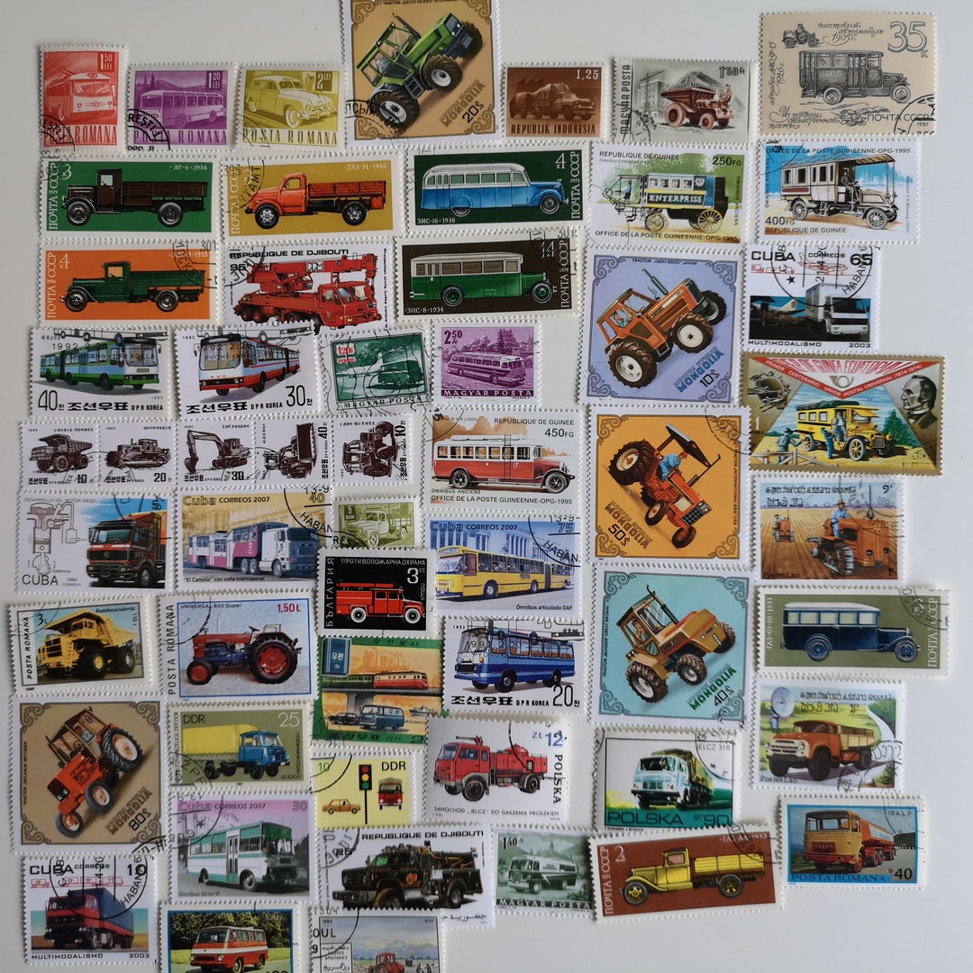 Utility Vehicles on Postage Stamps - USED and off Paper - 50 Different ...
