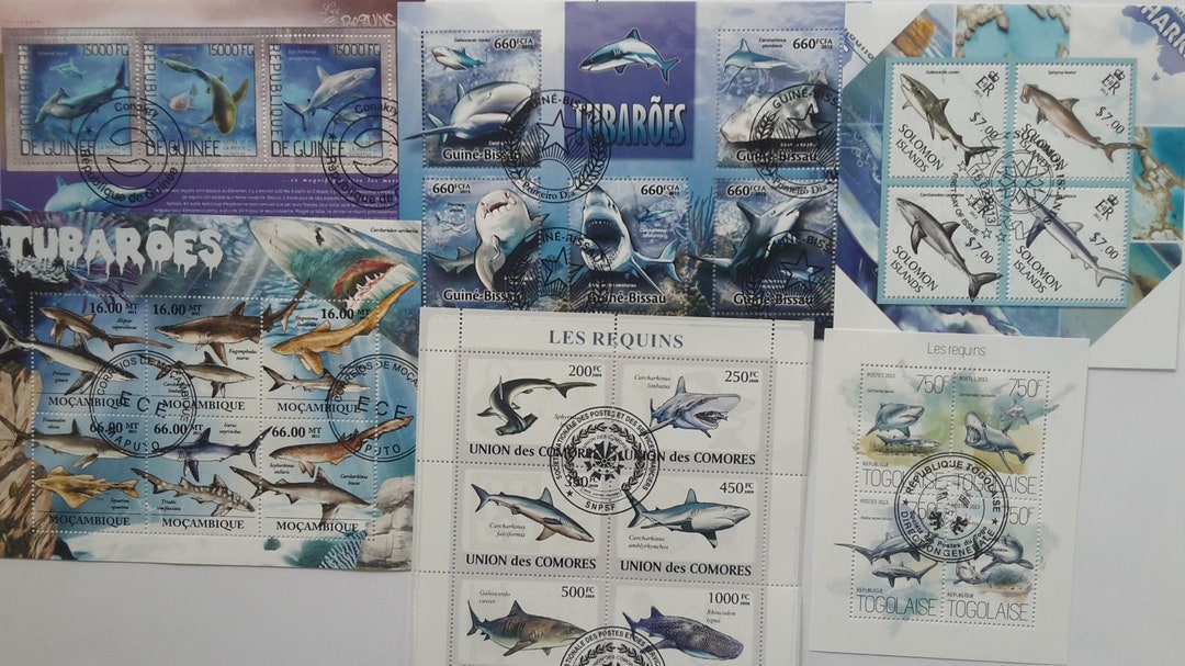 Sharks on Postage Stamps USED & off Paper 25 Different - Etsy