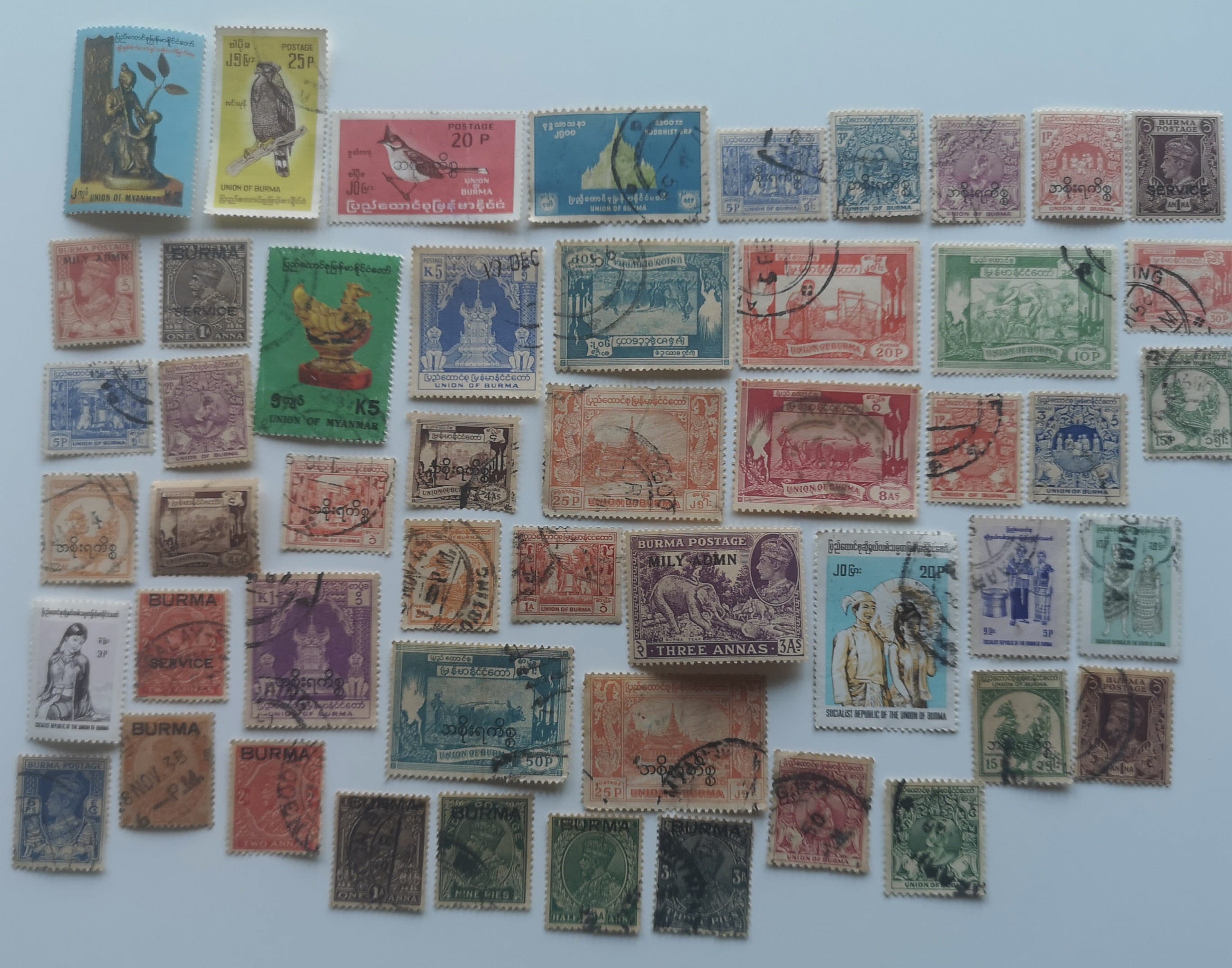 Burma and Myanmar Postage Stamps - USED & off Paper - 50 and 100 ...