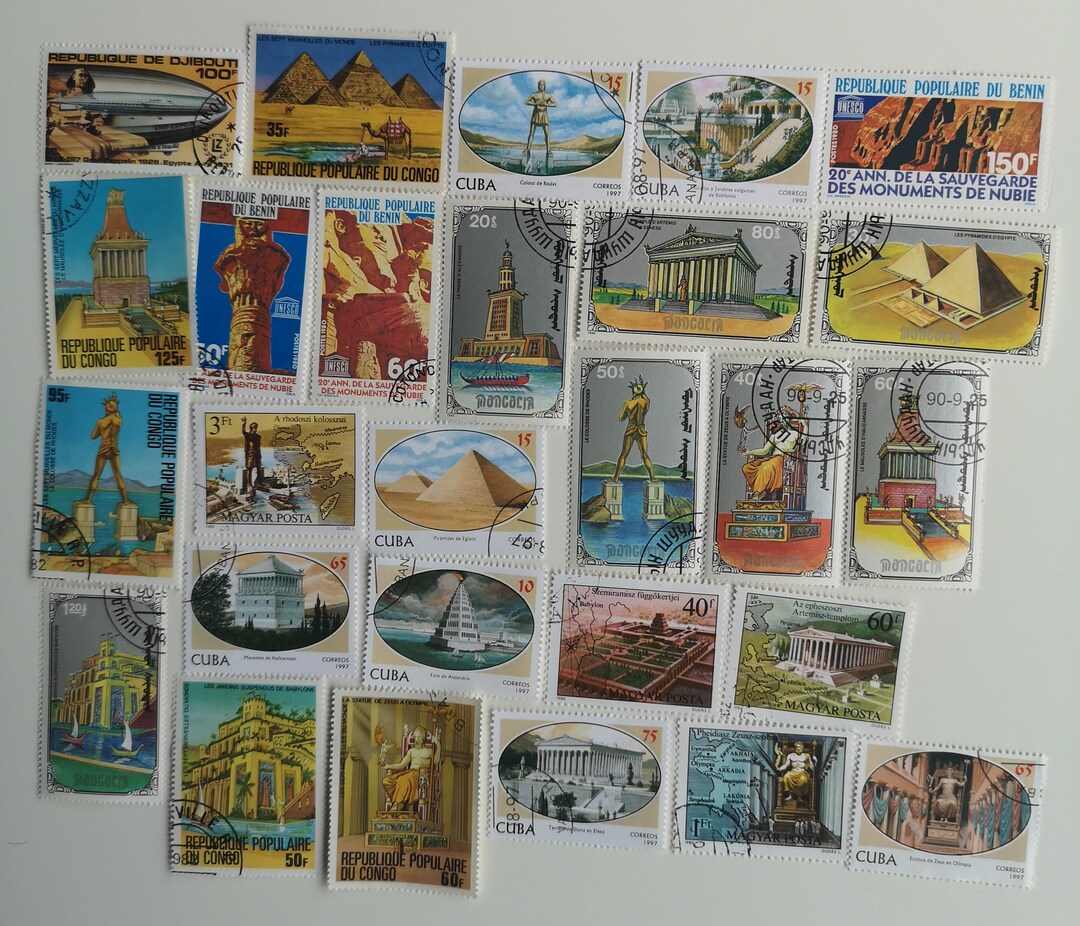 Seven Wonders of the World on Postage Stamps - USED & off Paper - 25 ...