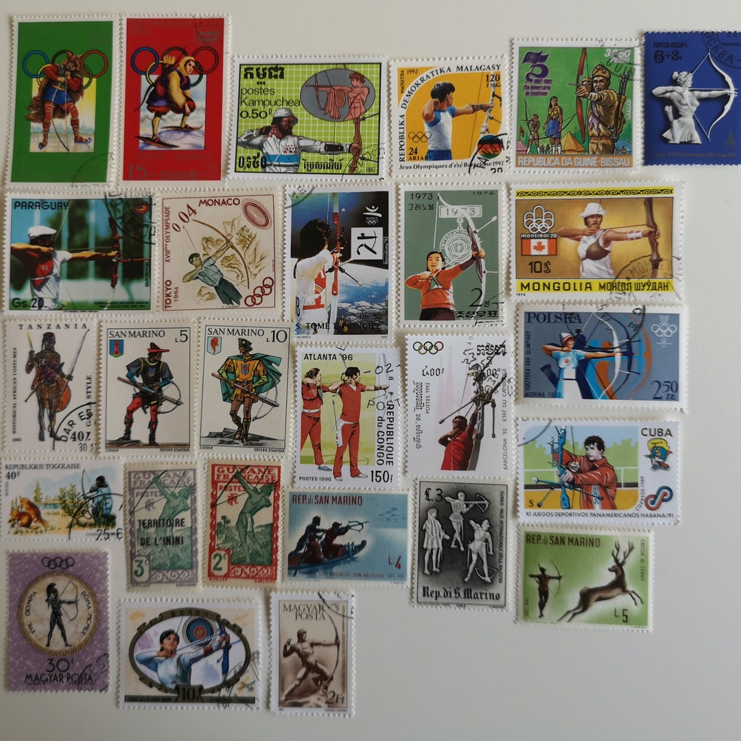 Archery on Postage Stamps - USED and off Paper - 25 & 40 Different ...