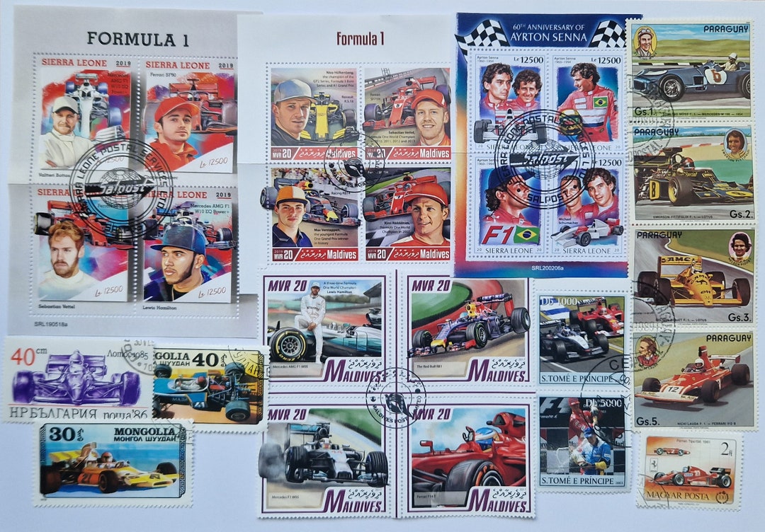 Formula One Cars Postage Stamps - 25 Different - USED & off Paper ...