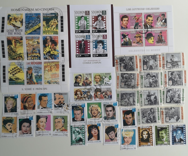 Movie/film Stars on Postage Stamps - 25 & 50 Different - USED and off ...