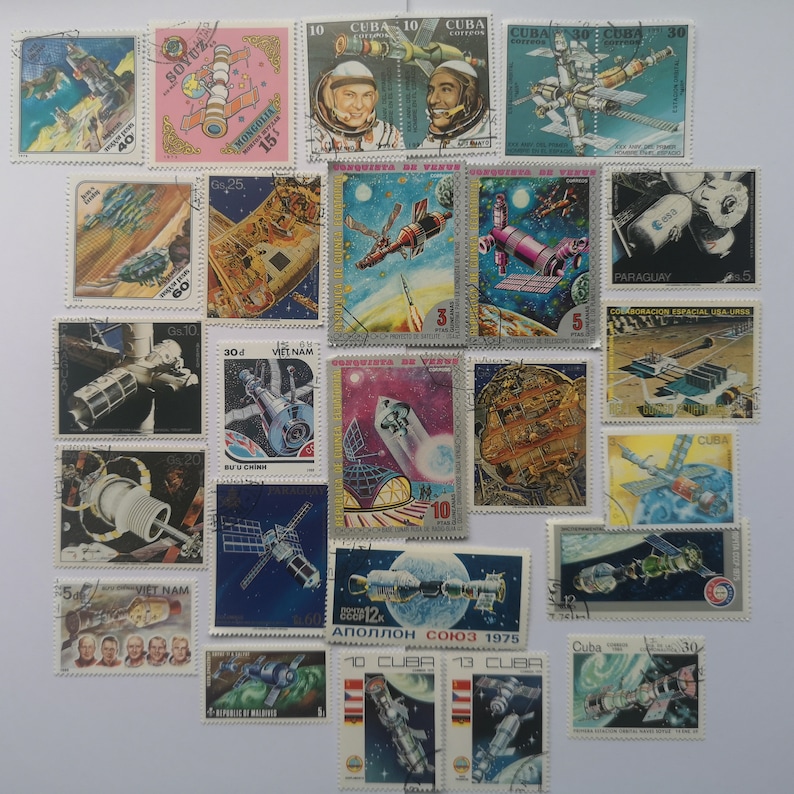 Orbital Space Stations on Postage Stamps - Used & off Paper - 25 ...