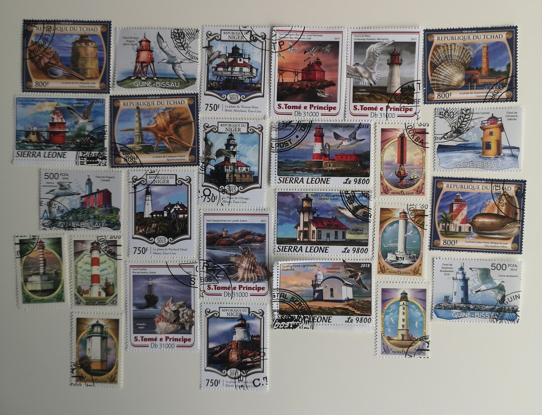 Lighthouse Postage Stamps - USED & off Paper - 25 to 100 Different ...