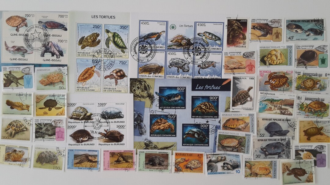 Tortoise and Turtle Postage Stamps - USED and off Paper - 25 & 50 ...