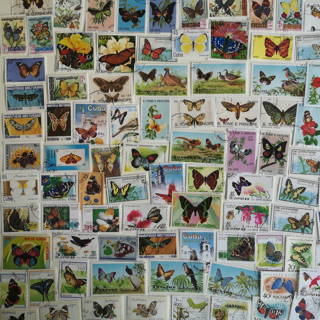 Butterfly & Moth Postage Stamps - USED and off Paper - 100 to 500 ...