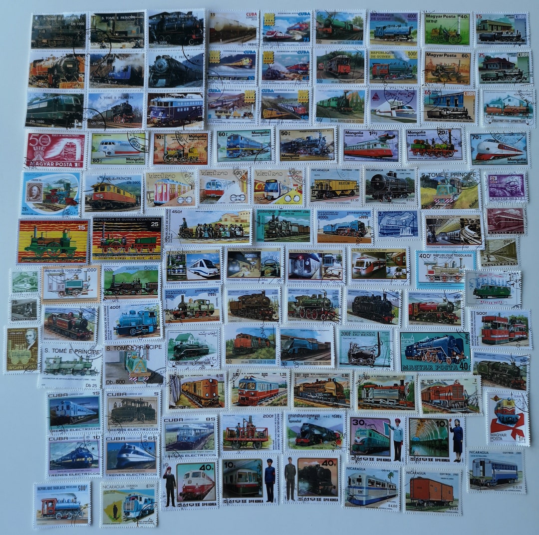 Trains on Postage Stamps - USED & off Paper - 100 to 1000 Different ...
