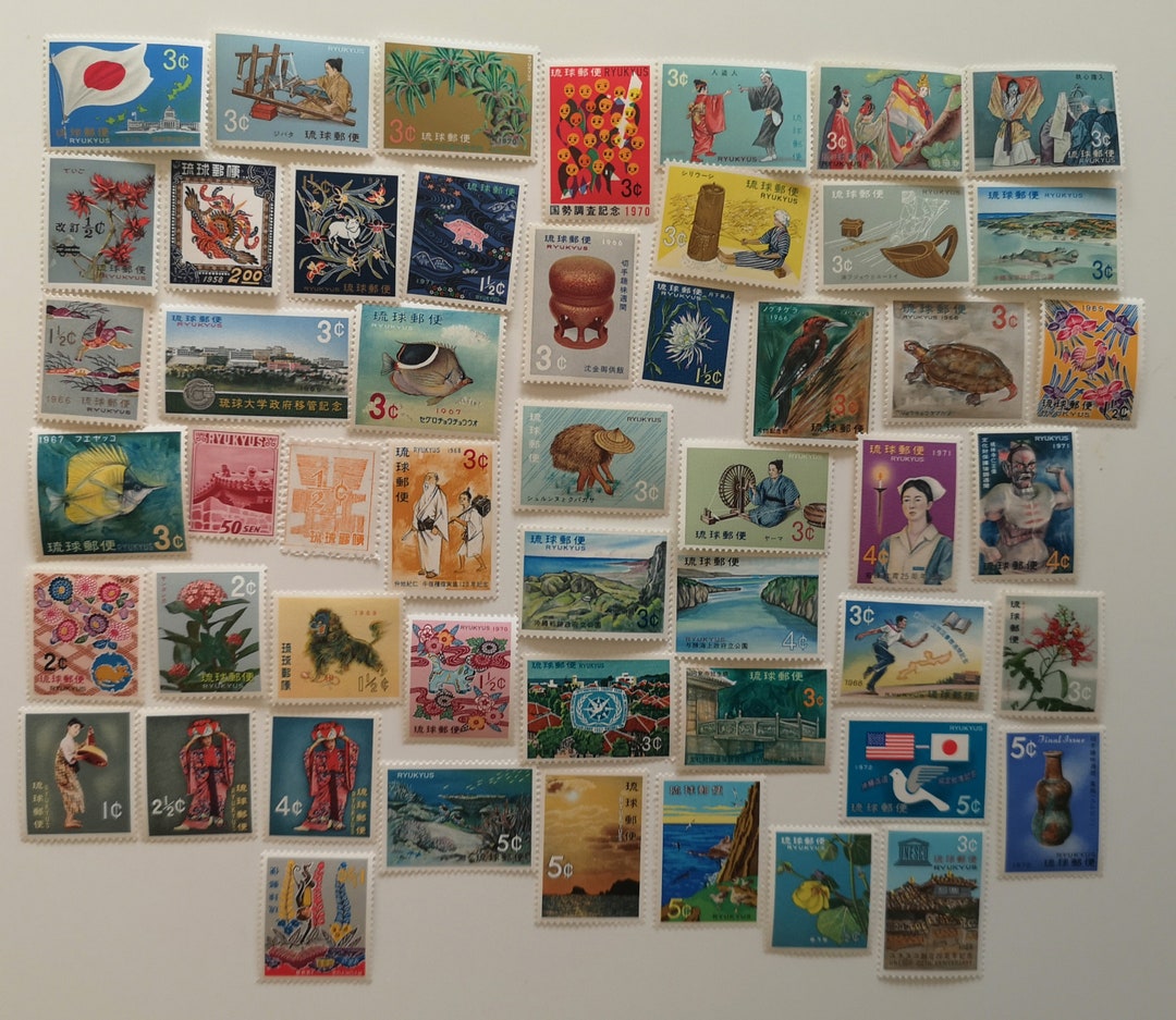Ryukyu Islands Postage Stamps - USED & off Paper - 50 and 100 Different ...