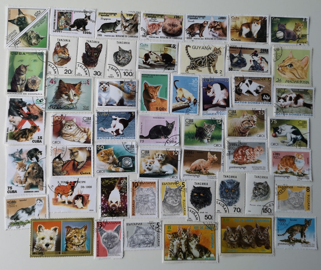 Cats Postage Stamps - USED and on Paper - 50 to 500 Different Available ...