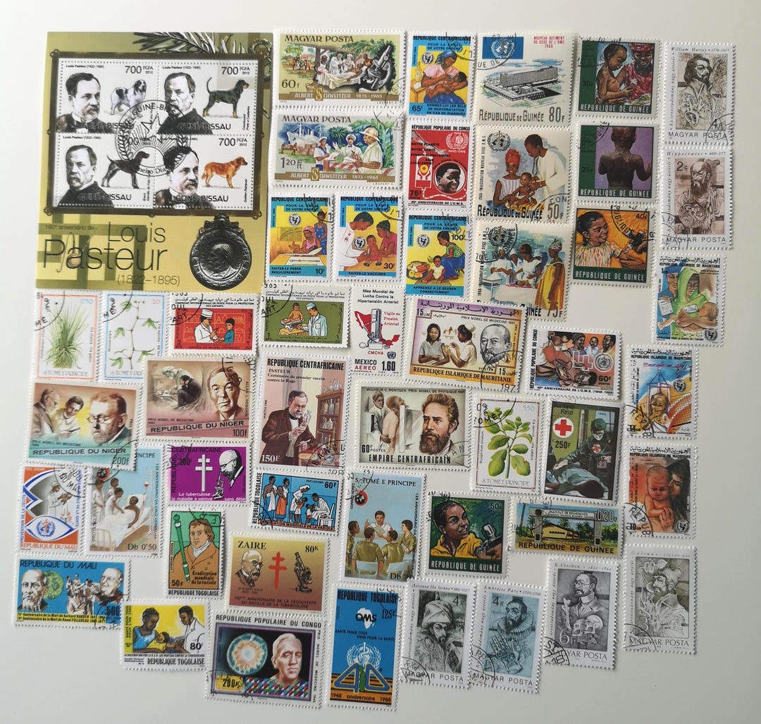Medicine and Medical History Postage Stamps - 50 & 100 Different- USED ...