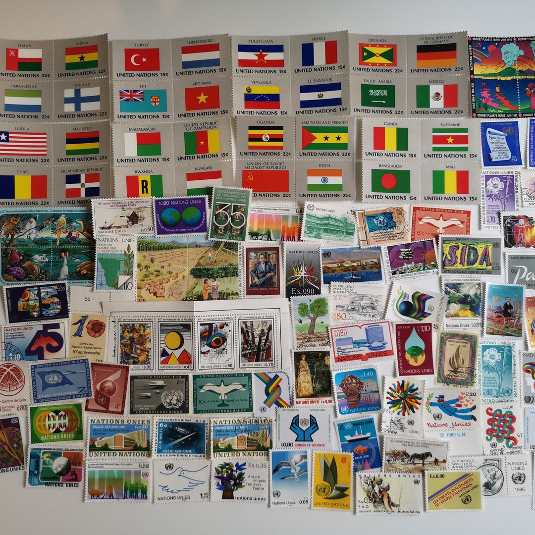 United Nations Postage Stamps - USED & off Paper - 100 and 500 ...