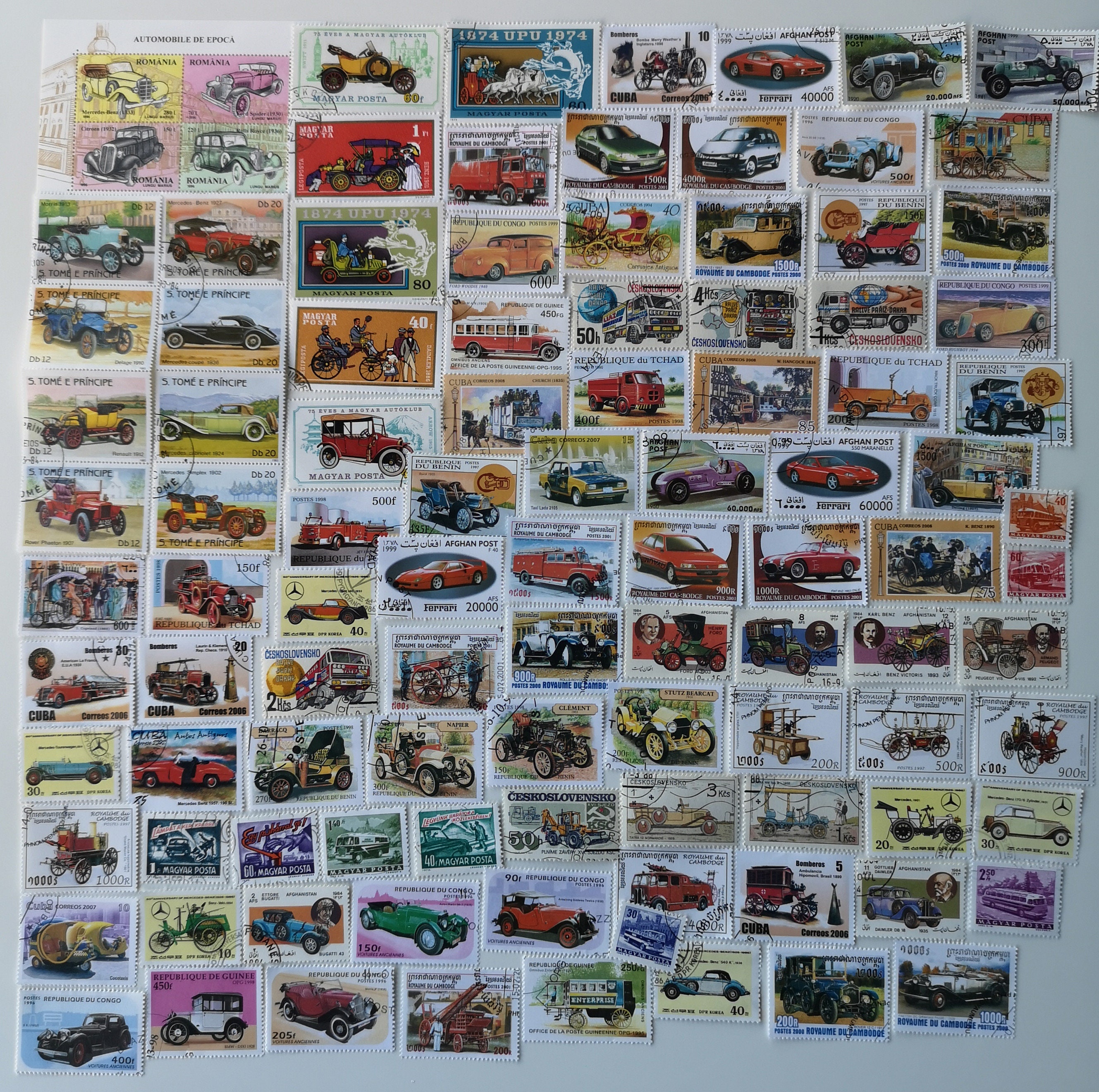 Cars Postage Stamps USED & off Paper 50 to 500 Different for Collecting ...