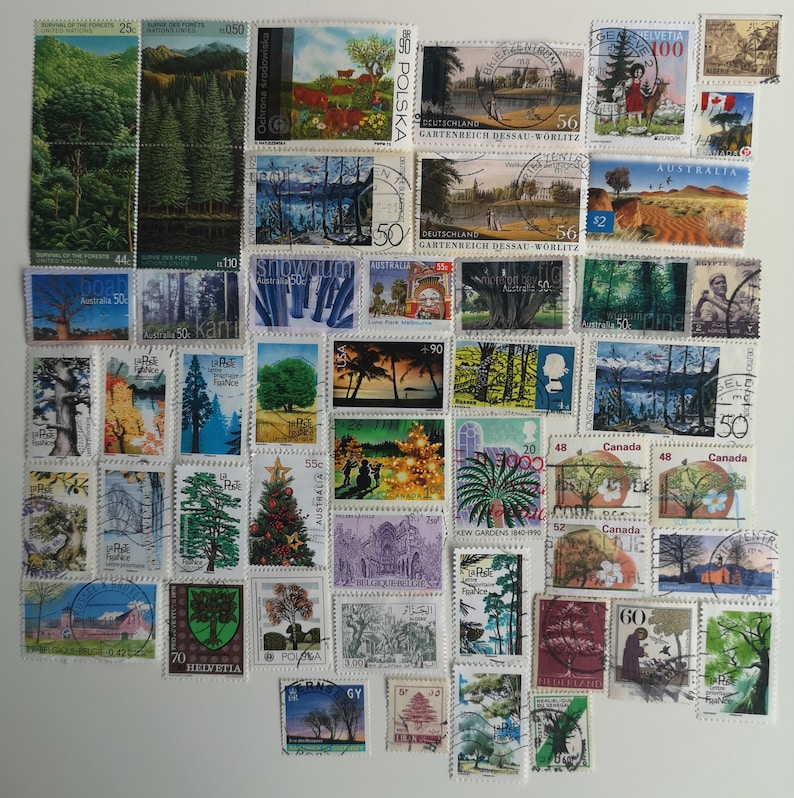 Trees on Postage Stamps - USED & off Paper - 25 to 100 Different ...