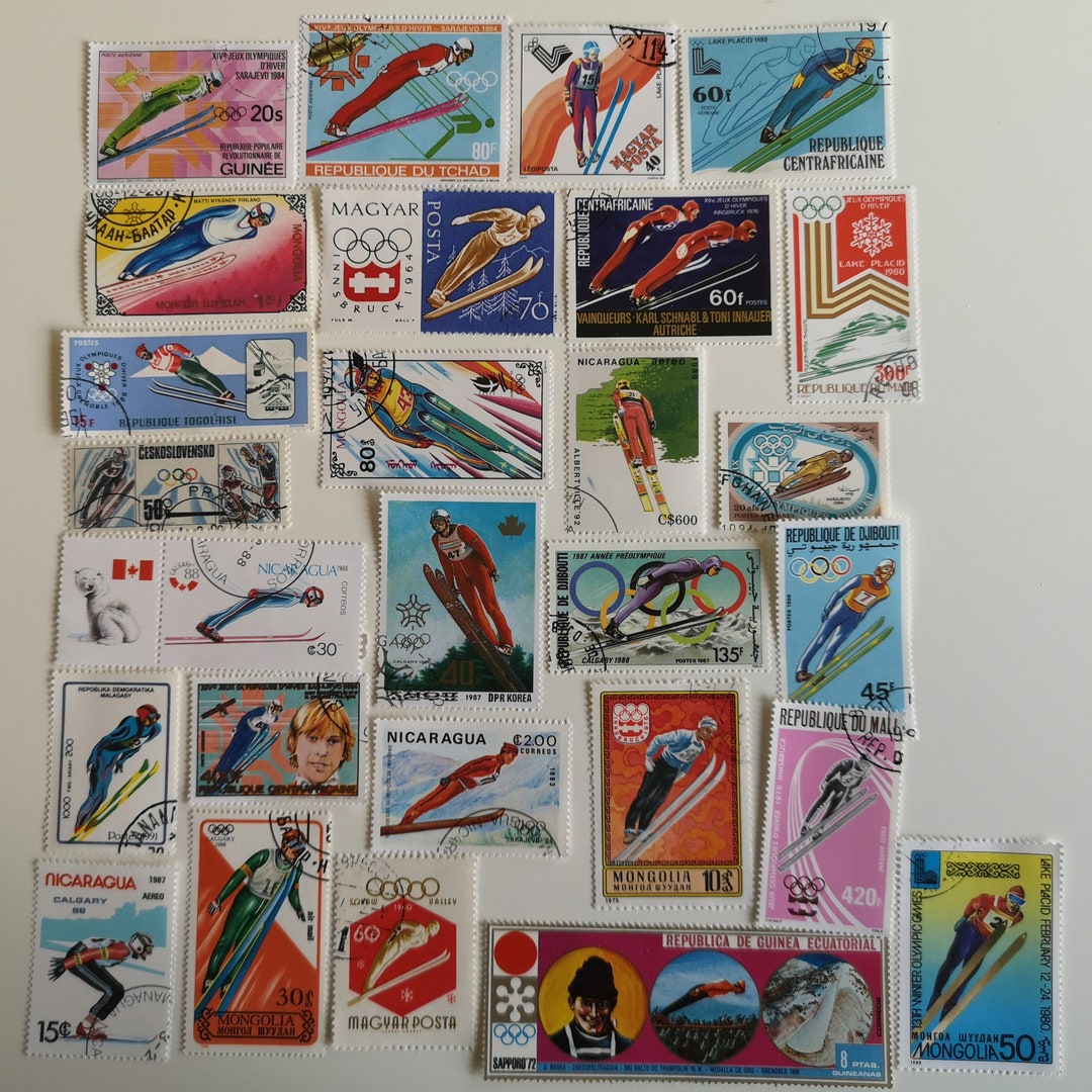 Ski Jumping Postage Stamps - USED and off Paper - 25 & 50 Different ...