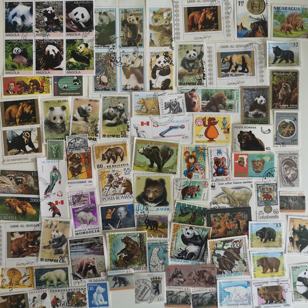 Bears and Pandas Postage Stamps - USED and off Paper - 50 to 200 ...