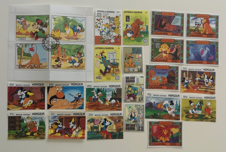 Walt Disney Postage Stamps Collection - 25 to 500 Different - USED ...