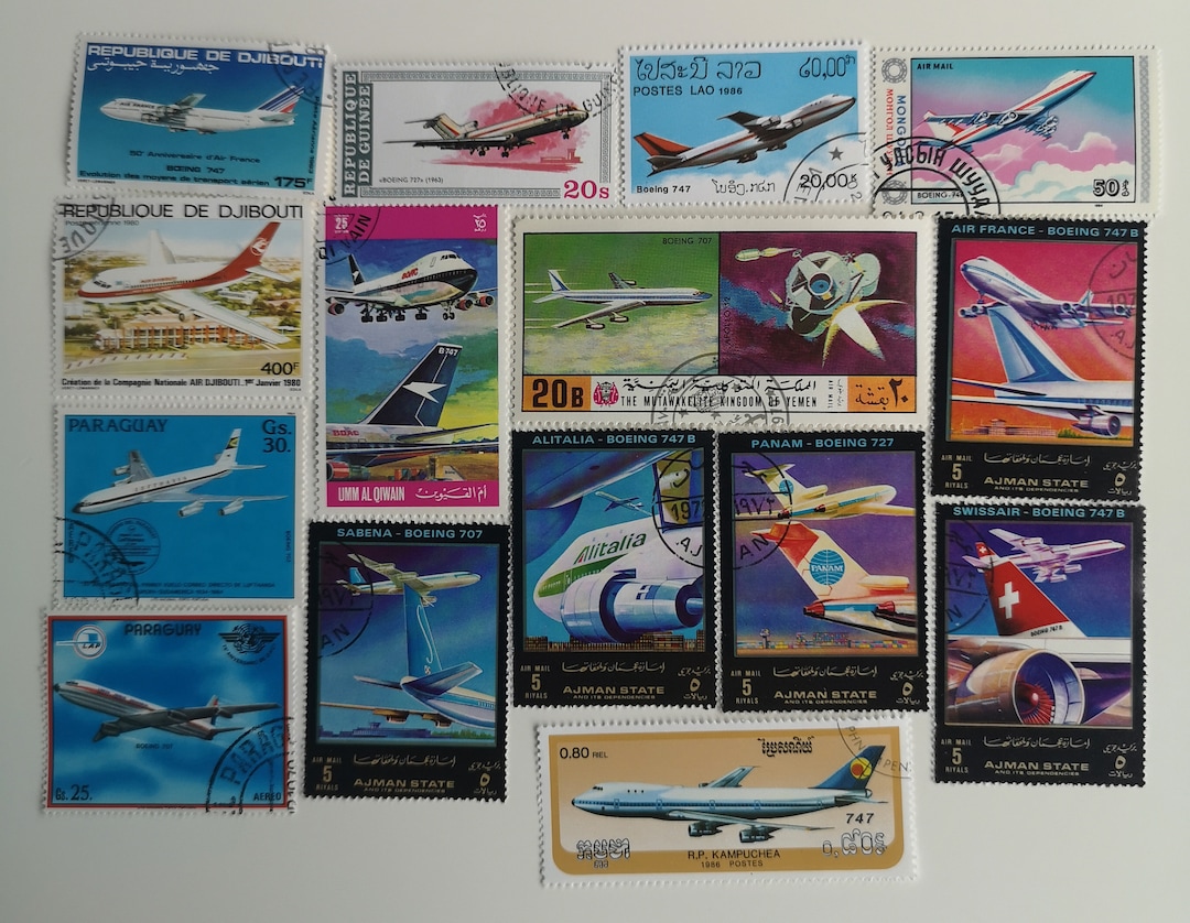 Boeing Aircraft Postage Stamps - USED & off Paper - 15 Different - for ...