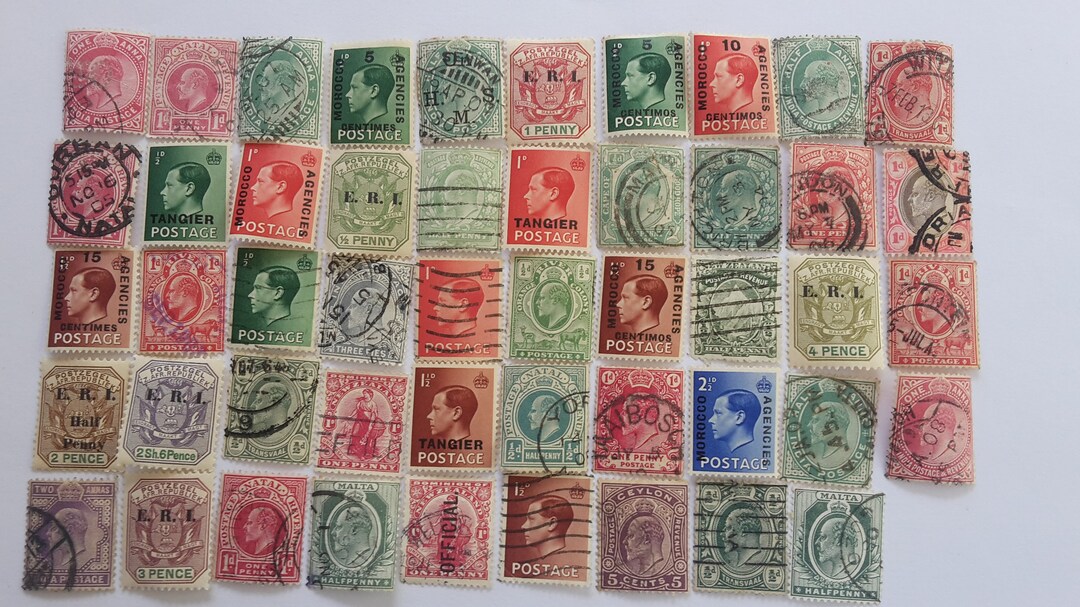 Edward VII & VIII British Empire Postage Stamps Collection - 50 and 100 ...