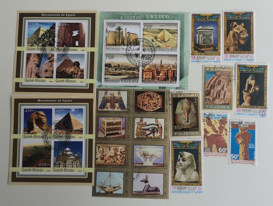 Egyptian Monuments and Art Postage Stamps - USED and off Paper - 25 ...