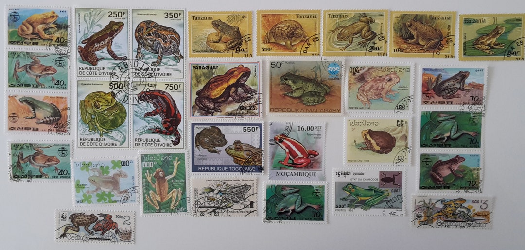 Frogs and Toads Postage Stamps - 25 Different - USED & off Paper ...