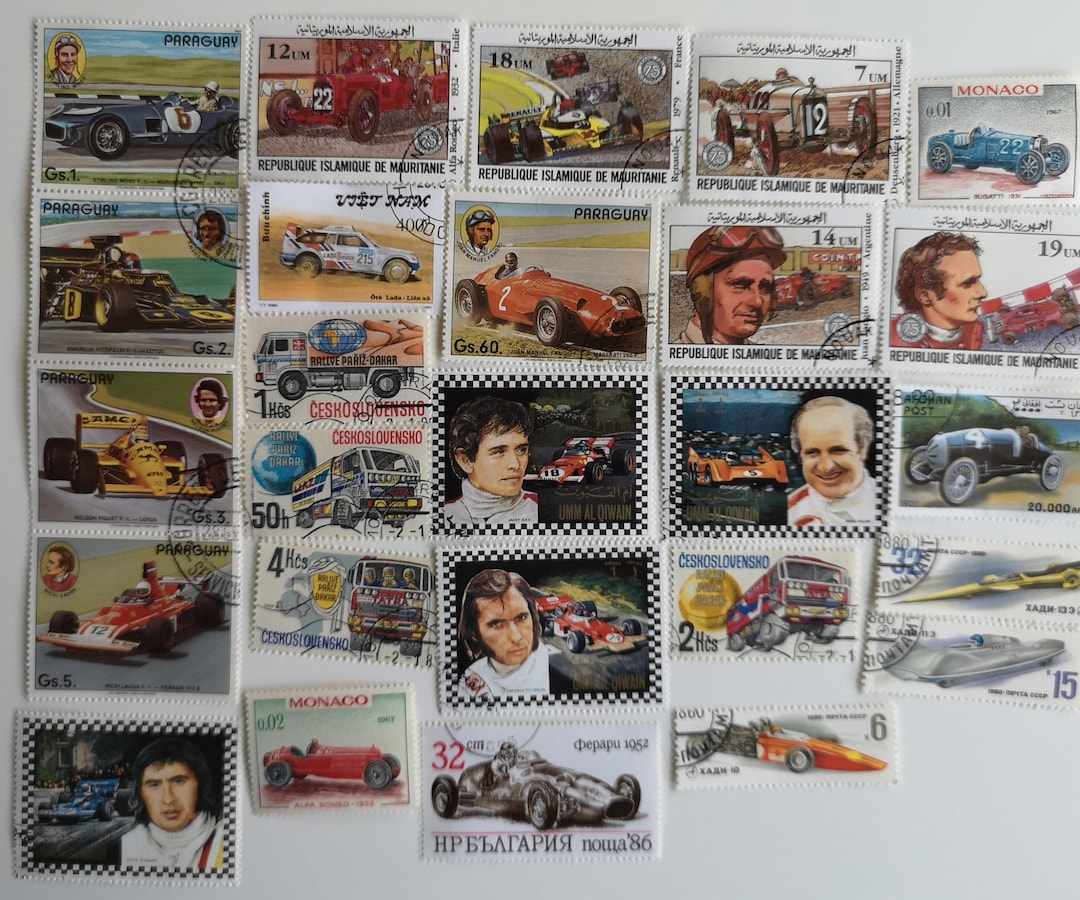 Racing Cars Postage Stamps - USED and off Paper- 25 & 50 Different ...