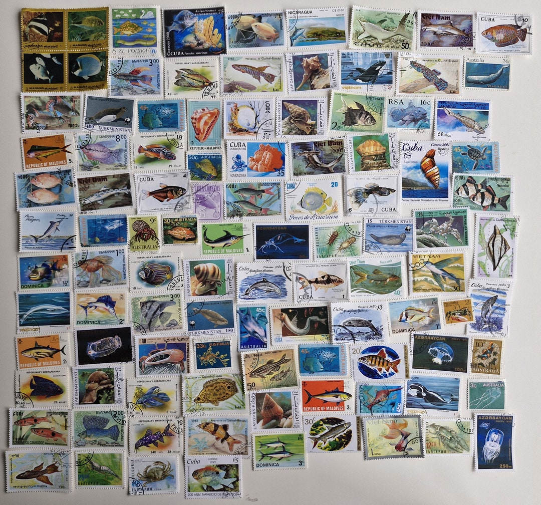 Fish & Sea Life Postage Stamps - USED and off Paper - 100 to 500 ...