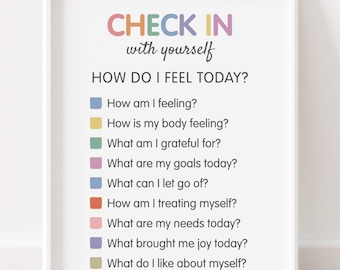 Feelings Check in Poster, Self Care Poster, Mental Health Poster ...