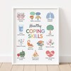 Feelings Wheel Print, Calming Techniques Poster, Kids Wall Art Set ...