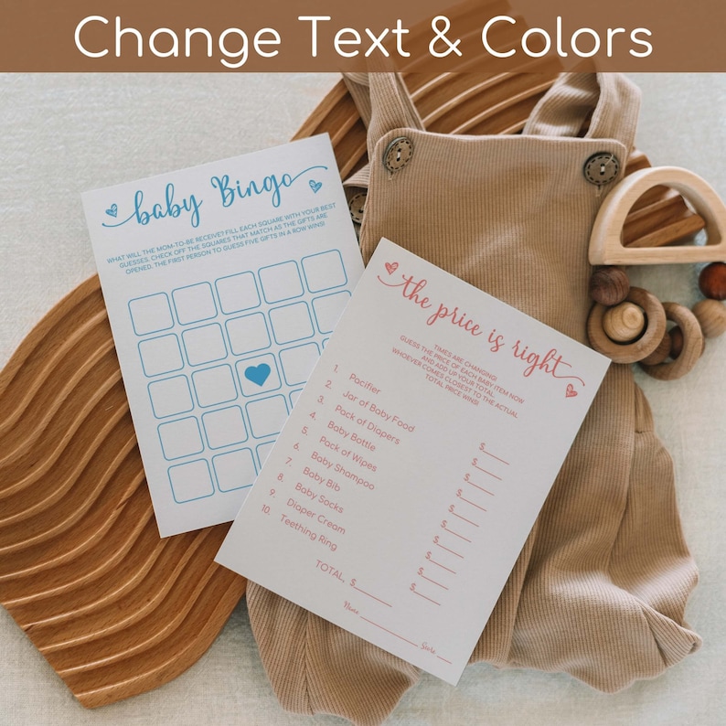 Baby Shower Games Bundle | 80 Editable Baby Shower Cards, Tickets ...