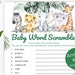 Safari Baby Shower Game Word Scramble Printable - Jungle Baby Shower ...