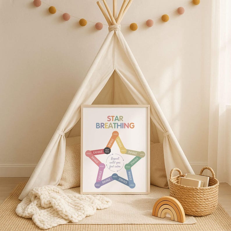 Star Breathing Technique Printable Poster, Calming Corner Mindfulness ...