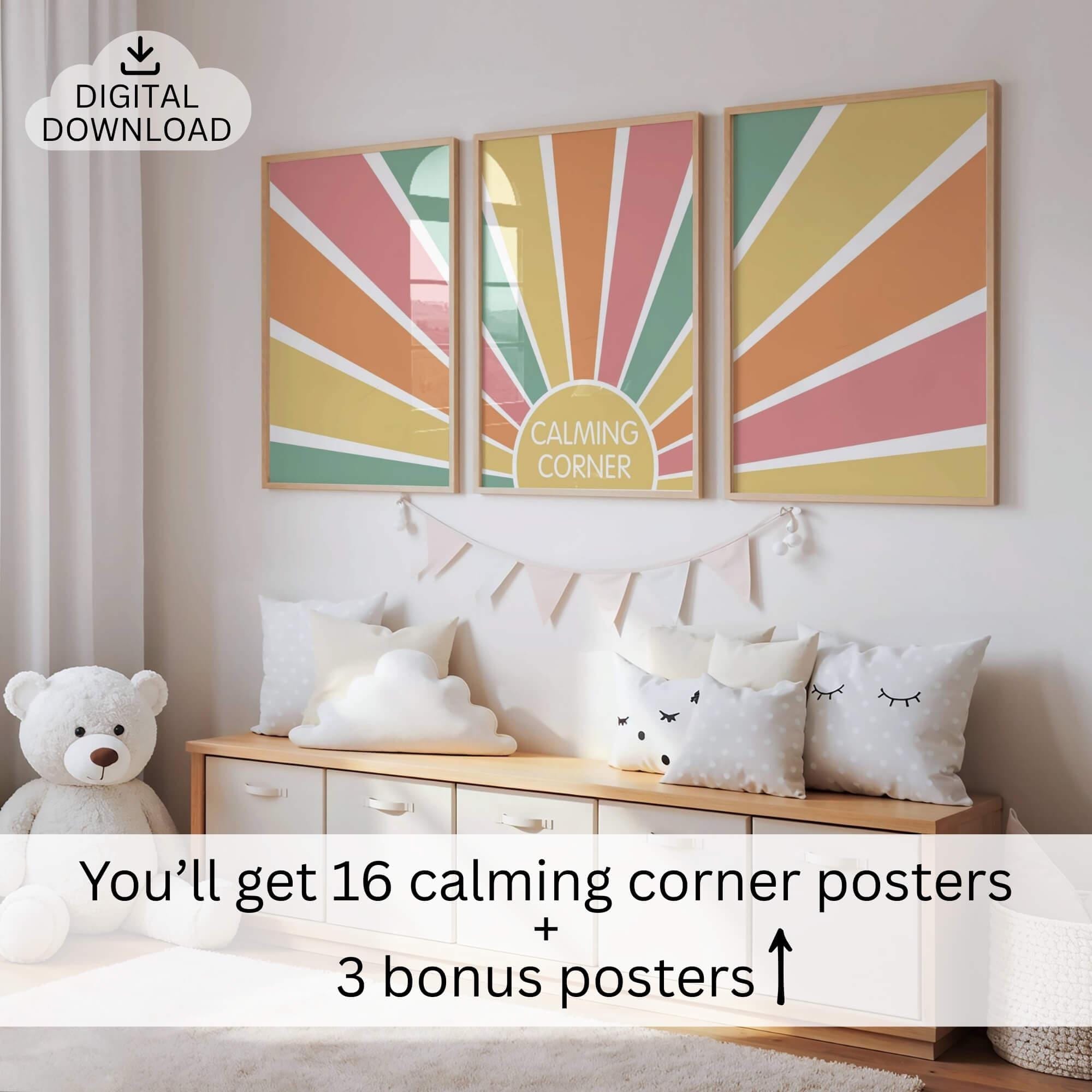 Calming Corner Posters Bundle Set of 16, School Counselor Decor, Mental ...