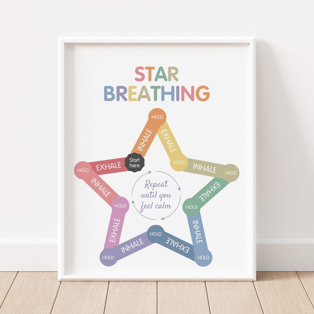 Star Breathing Technique Printable Poster, Calming Corner Mindfulness ...