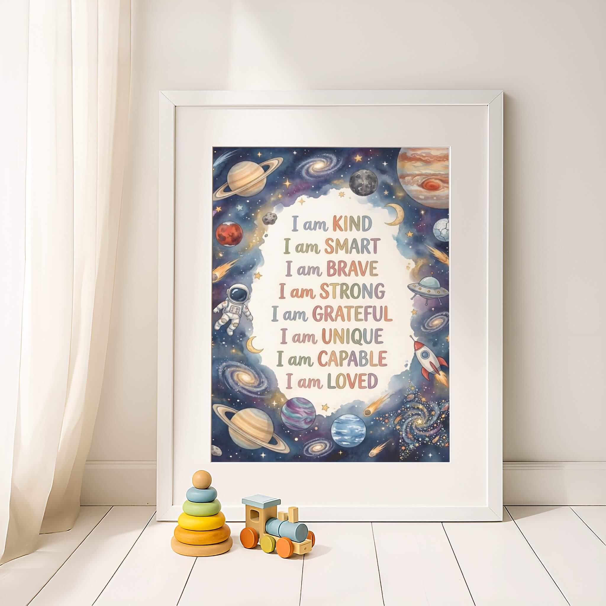 Printable Space Affirmations Wall Art for Kids Bedroom, Celestial ...