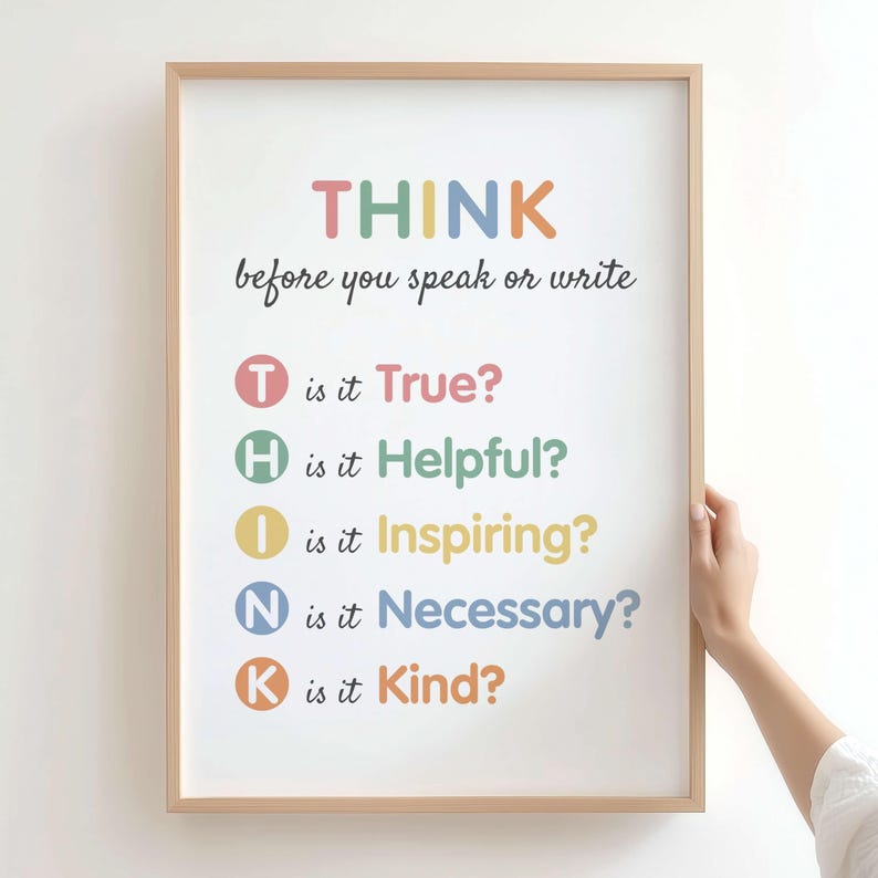 Think Before You Speak Poster, Positive Boho Classroom Decor, Classroom ...