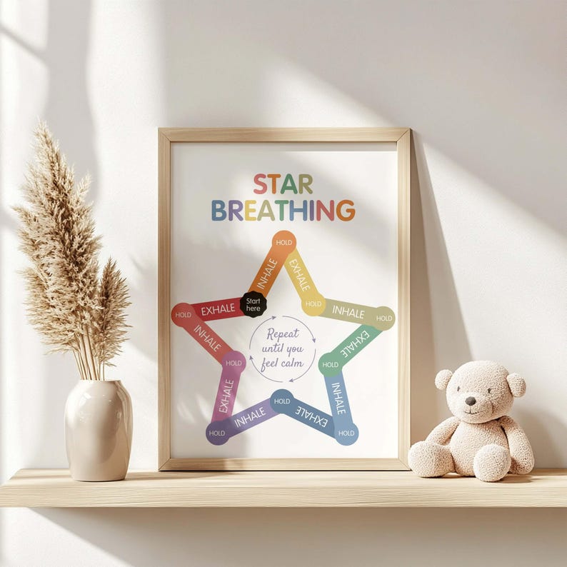 Star Breathing Technique Printable Poster, Calming Corner Mindfulness ...