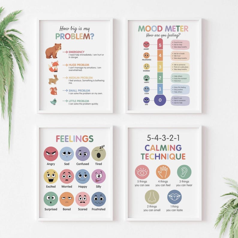 Calming Corner Posters Bundle Set of 16, School Counselor Decor, Mental ...